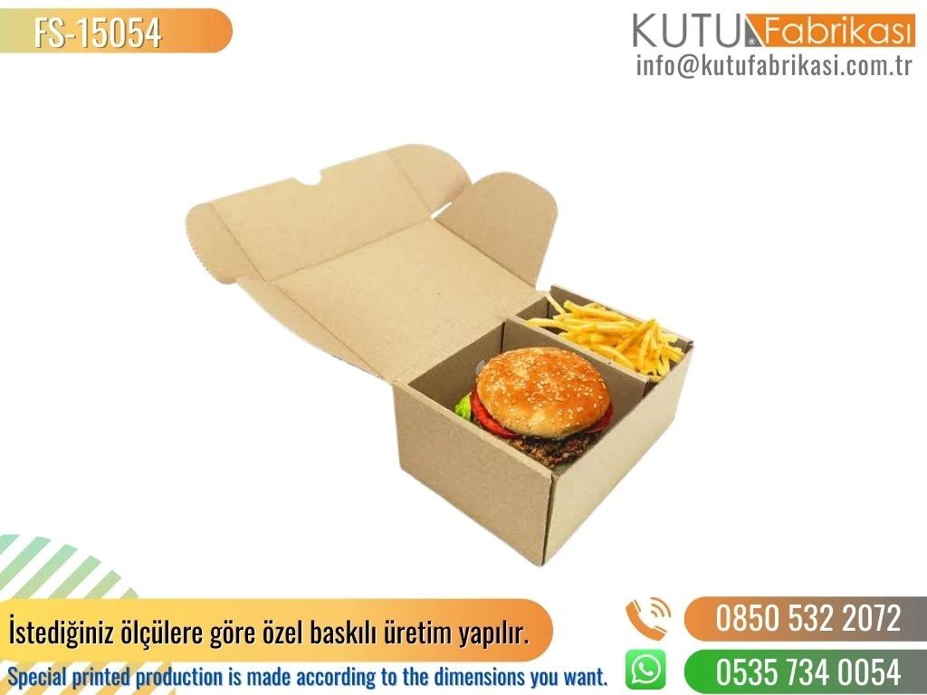 Kraft Paket Servis Menü Kutusu 15054 Özel Baskılı İmalat